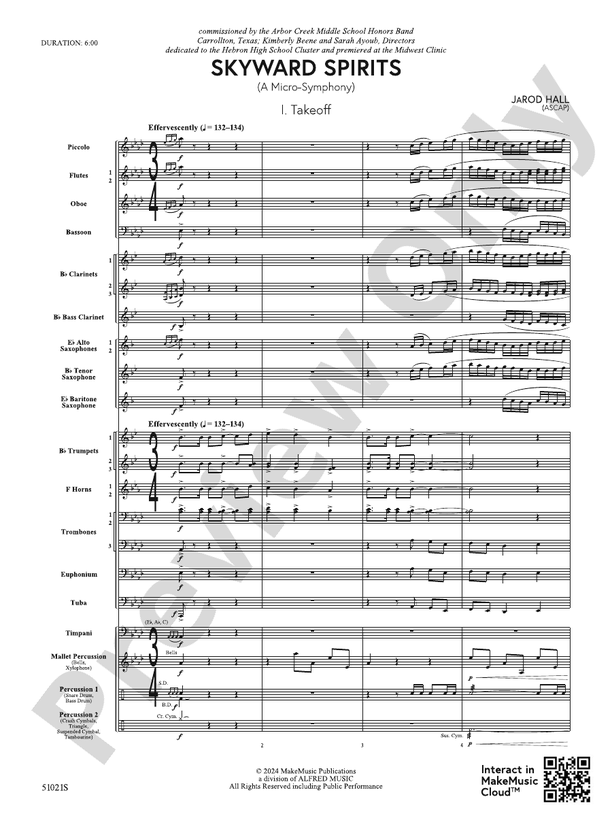 Skyward Spirits: Score: Concert Band Score - Digital Sheet Music Download