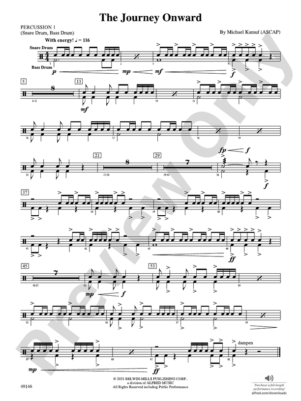 The Journey Onward: 1st Percussion: 1st Percussion Part - Digital Sheet Music Download