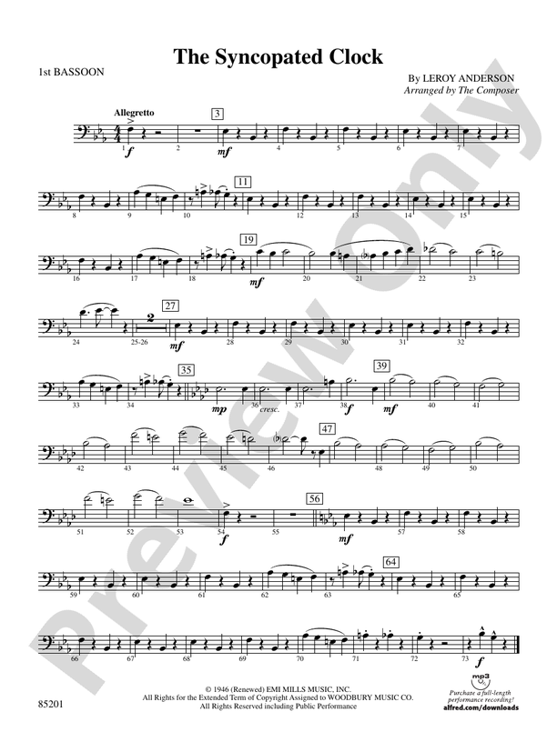 The Syncopated Clock: Bassoon: Bassoon Part - Digital Sheet Music Download