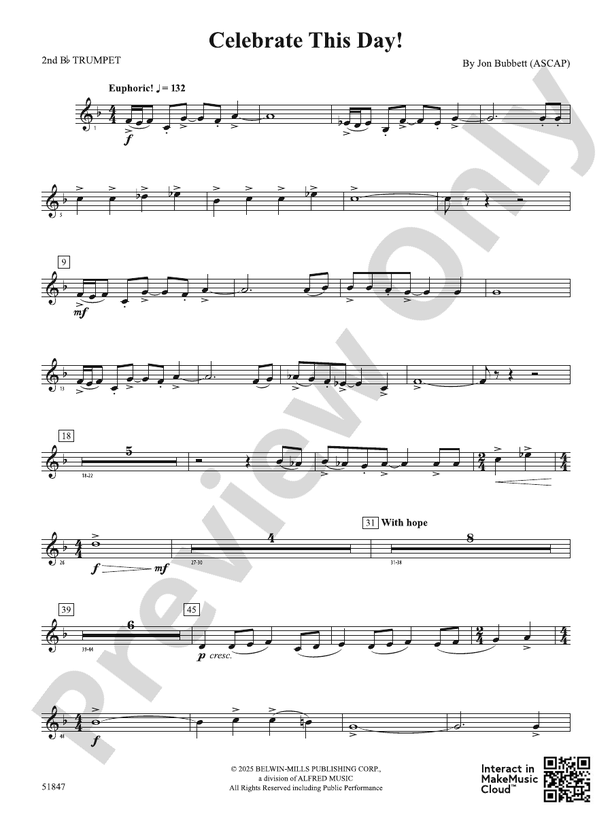Celebrate This Day!: 2nd B-flat Trumpet: 2nd B-flat Trumpet Part - Digital Sheet Music Download