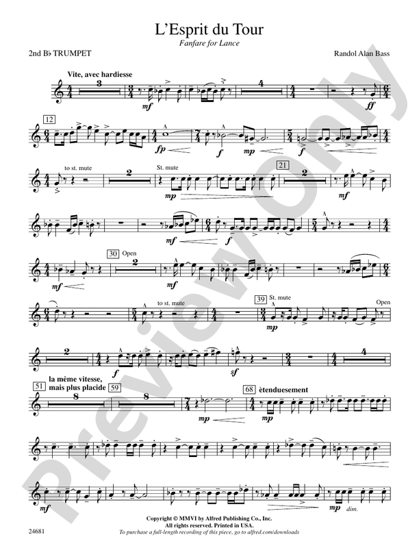 L'Esprit du Tour: A Fanfare for Lance: 2nd B-flat Trumpet: 2nd B-flat Trumpet Part - Digital ...