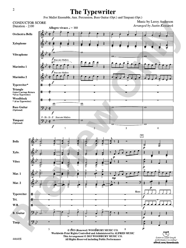 The Typewriter: Score: Percussion Ensemble Score - Digital Sheet Music ...