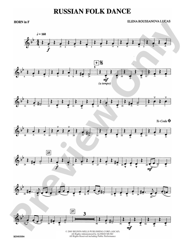 Russian Folk Dance: 1st F Horn: 1st F Horn Part - Digital Sheet Music ...