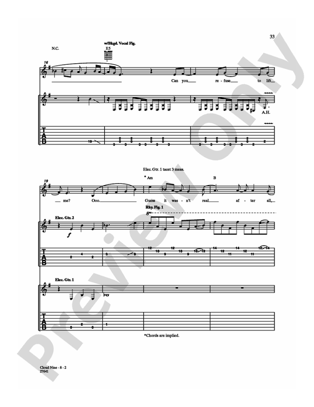 Cloud Nine: Guitar TAB: Evanescence - Digital Sheet Music Download