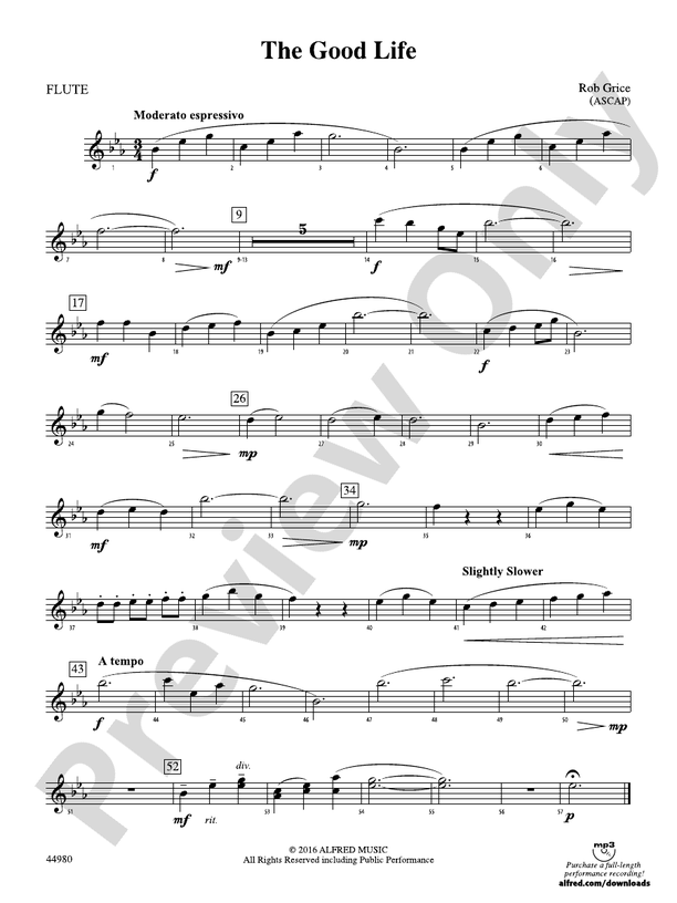 The Good Life: Flute: Flute Part - Digital Sheet Music Download