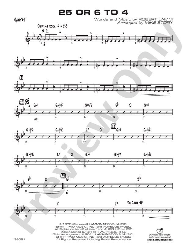 25 or 6 to 4: Guitar: Guitar Part - Digital Sheet Music Download