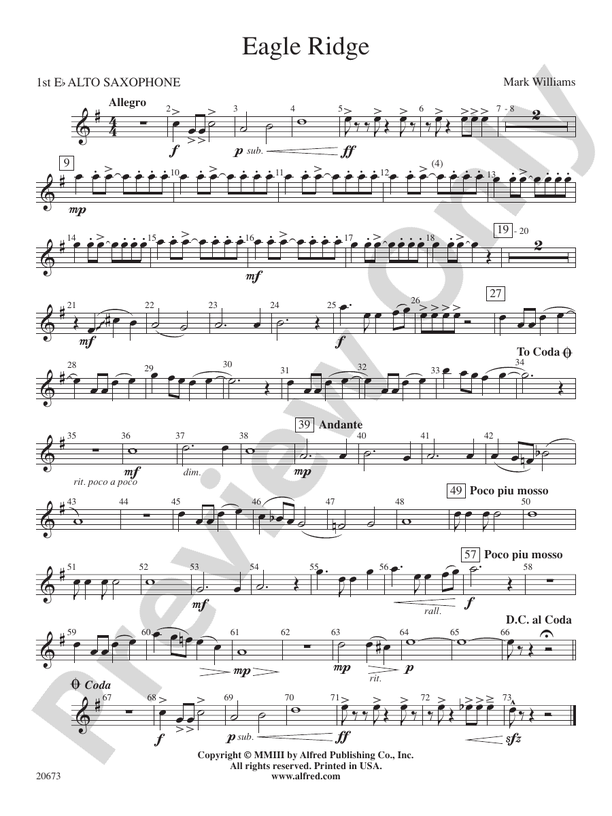 Eagle Ridge: E-flat Alto Saxophone: E-flat Alto Saxophone Part ...