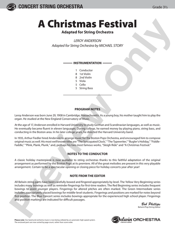 A Christmas Festival: Score: String Orchestra Score - Digital Sheet ...