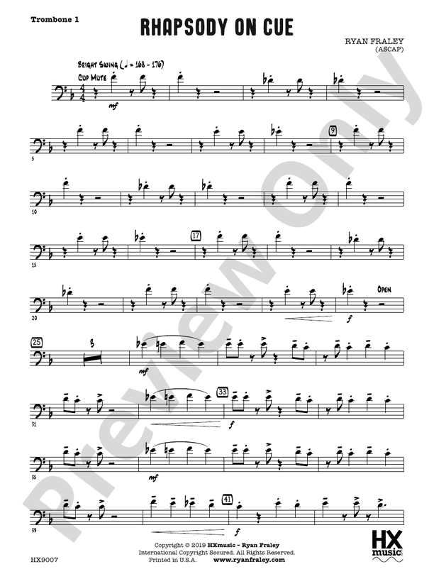 Rhapsody on Cue: Trombone 1: Trombone 1 Part: Ryan Fraley - Digital ...