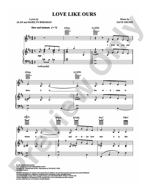 Love Like Ours: Piano/Vocal/Chords: Barbra Streisand - Digital Sheet Music Download