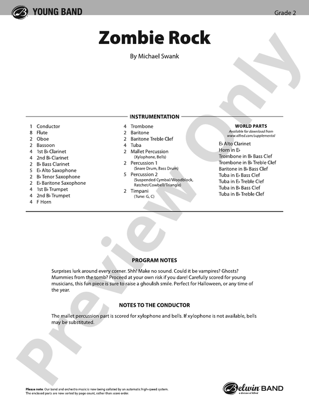 Zombie Rock: Score: Concert Band Score - Digital Sheet Music Download