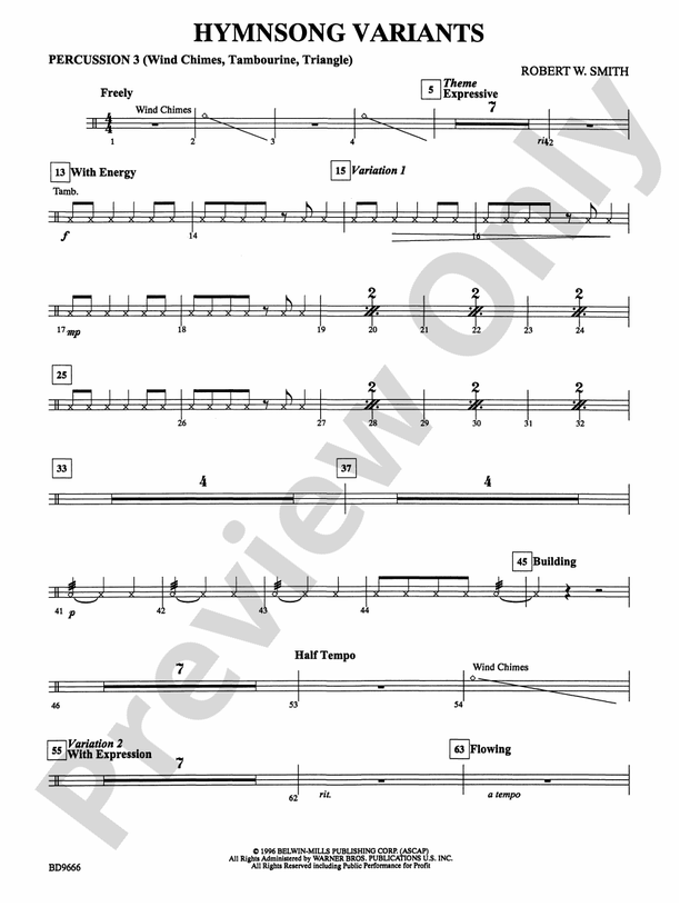 Hymnsong Variants: 3rd Percussion: 3rd Percussion Part - Digital Sheet Music Download