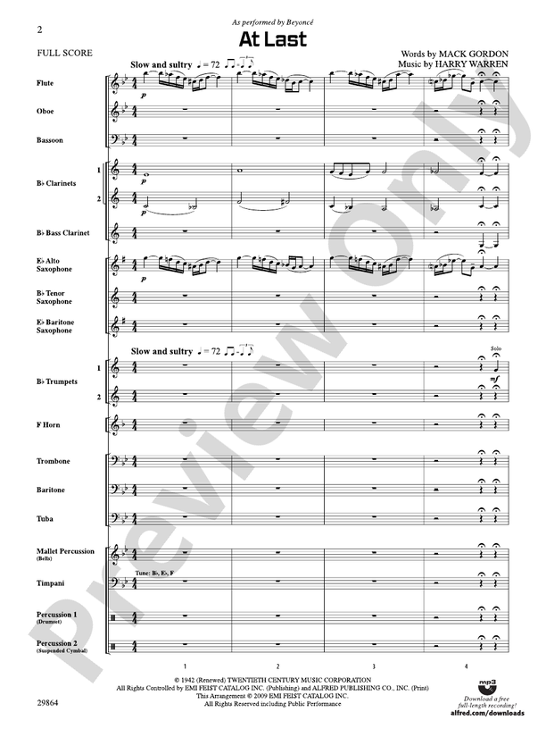 At Last: Score: Concert Band Score - Digital Sheet Music Download
