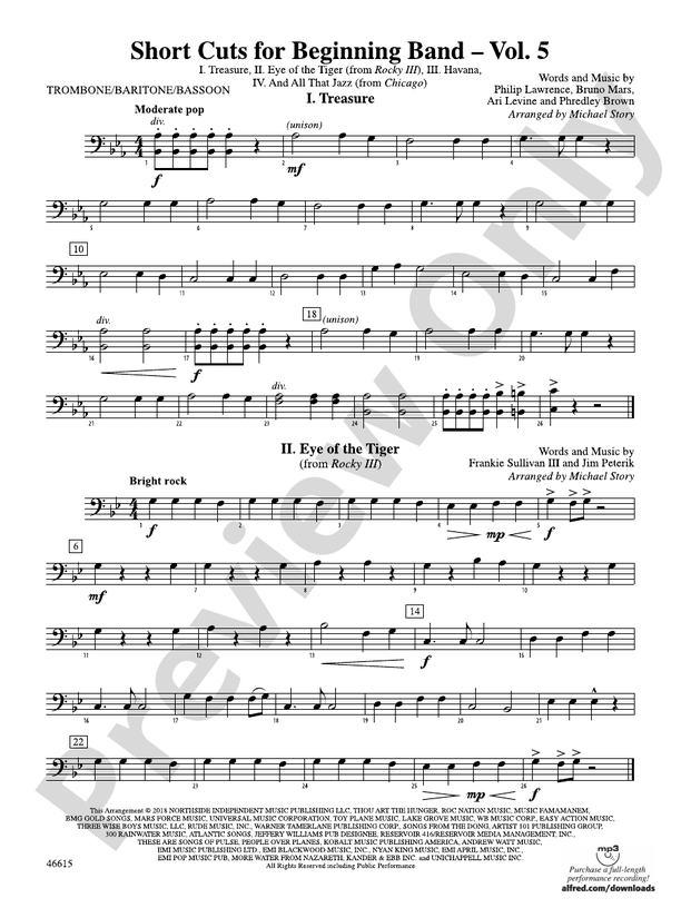 Short Cuts for Beginning Band -- Vol. 5: 1st Trombone: 1st Trombone ...