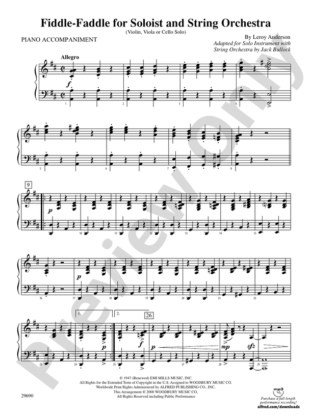 Fiddle-Faddle (for Soloist and String Orchestra): Piano Accompaniment ...