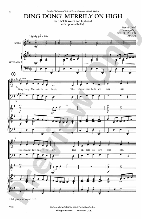 Ding Dong! Merrily on High: SATB Choral Octavo - Digital Sheet Music ...
