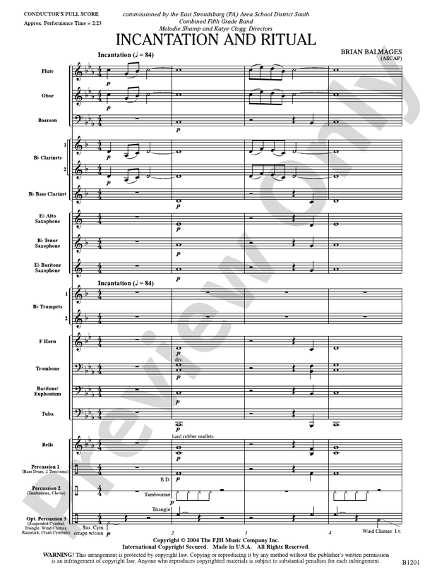Incantation and Ritual: Score: Concert Band Score: Brian Balmages - Digital Sheet Music Download