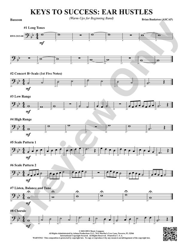Keys to Success: Ear Hustles - Warm-Ups for Beginning Band: Bassoon ...