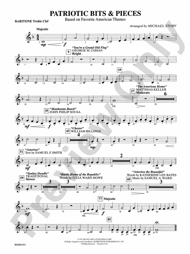 Patriotic Bits & Pieces (based on Favorite American Themes): Baritone T ...