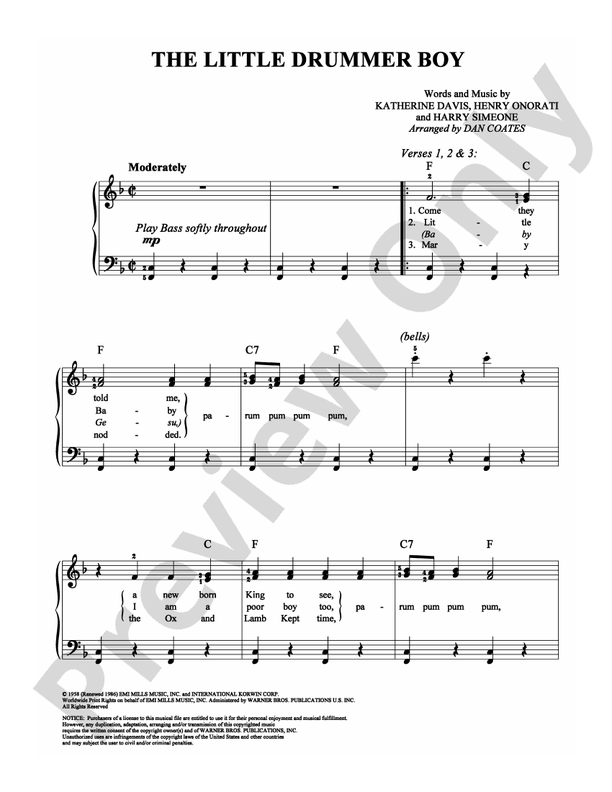 The Little Drummer Boy: Easy Piano: Henry Onorati - Digital Sheet Music ...