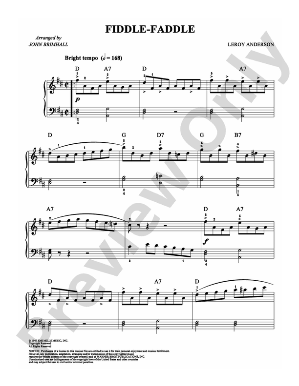Fiddle-Faddle: Easy Piano: Leroy Anderson - Digital Sheet Music Download