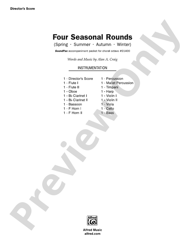 Four Seasonal Rounds: Score: Choir Score - Digital Sheet Music Download
