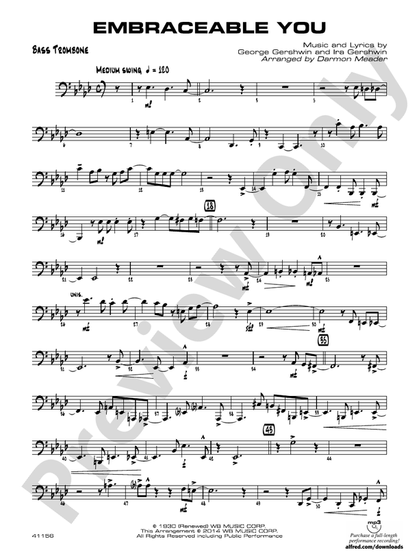 Embraceable You: Bass Trombone: Bass Trombone Part - Digital Sheet Music Download
