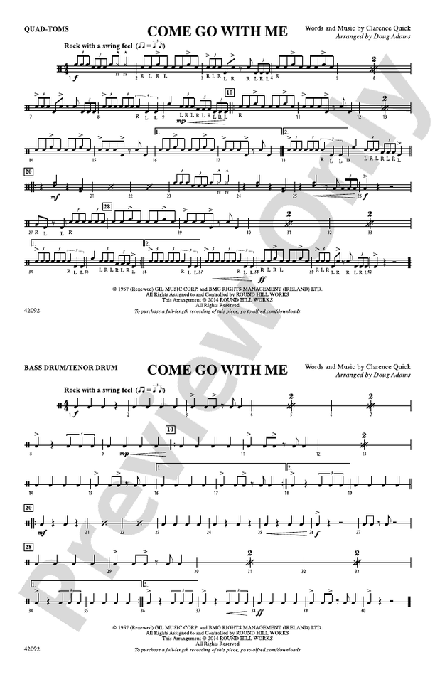 Come Go with Me: Quad-Toms: Quad-Toms Part - Digital Sheet Music Download