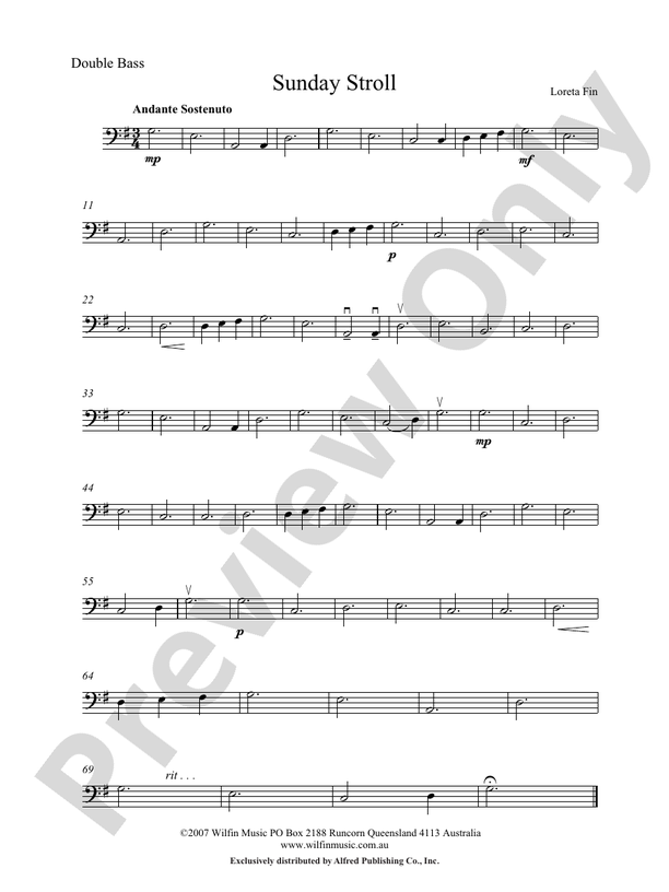 Sunday Stroll: String Bass: String Bass Part - Digital Sheet Music Download