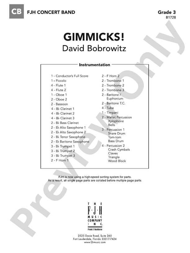 Gimmicks: Score: : David Bobrowitz - Digital Sheet Music Download Gimmicks: Score: : David Bobrowitz - Digital Sheet Music Download