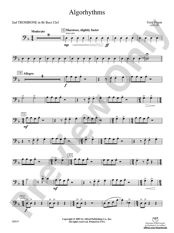 Algorhythms: (wp) 2nd B-flat Trombone B.C.: (wp) 2nd B-flat Trombone B ...