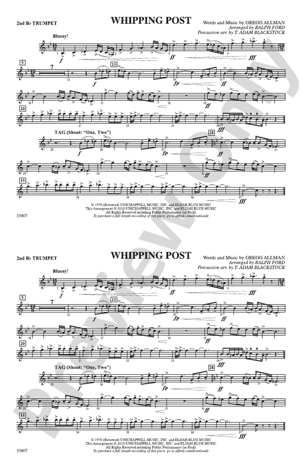 Whipping Post: 2nd B-flat Trumpet: 2nd B-flat Trumpet Part - Digital ...
