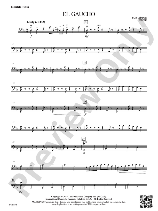 El Gaucho: Double Bass: Double Bass Part: Bob Lipton - Digital Sheet ...