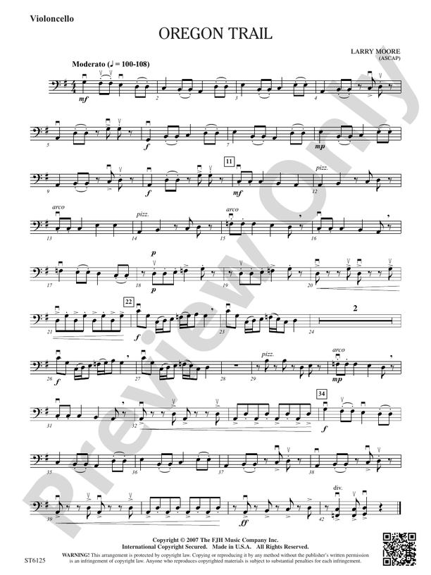 Oregon Trail: Violoncello: Violoncello Part: Larry Moore - Digital ...