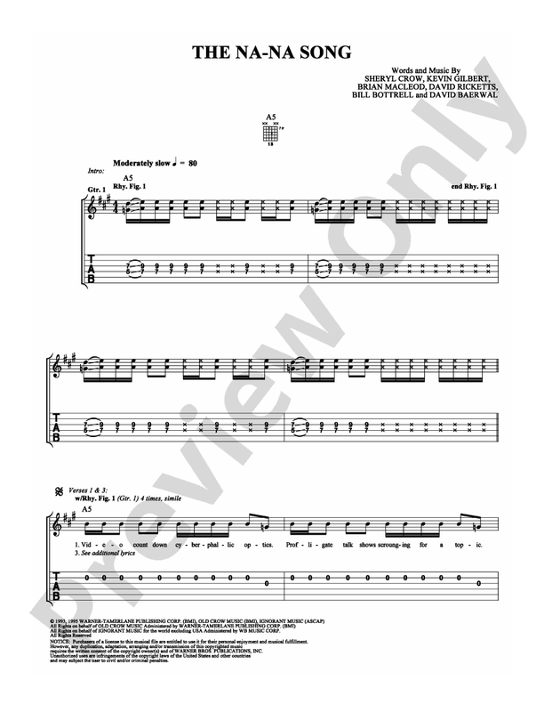 The Na-Na Song: Easy Guitar: Sheryl Crow - Digital Sheet Music Download