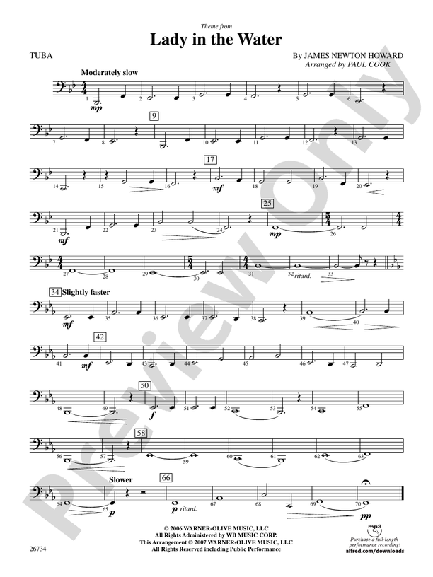 Lady in the Water: Tuba: Tuba Part - Digital Sheet Music Download