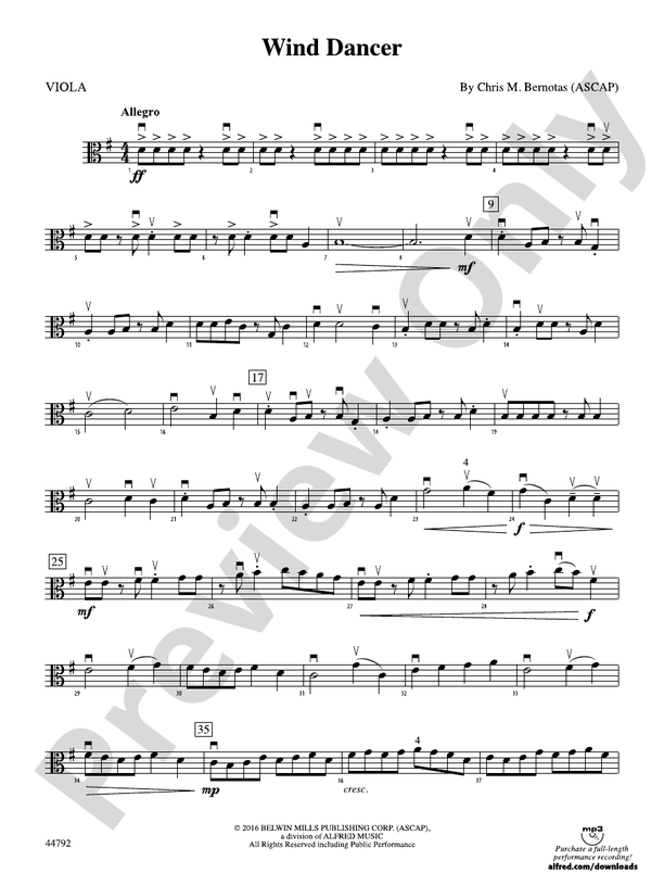 Wind Dancer: Viola: Viola Part - Digital Sheet Music Download