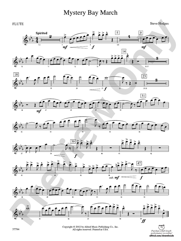 Mystery Bay March: Flute: Flute Part - Digital Sheet Music Download
