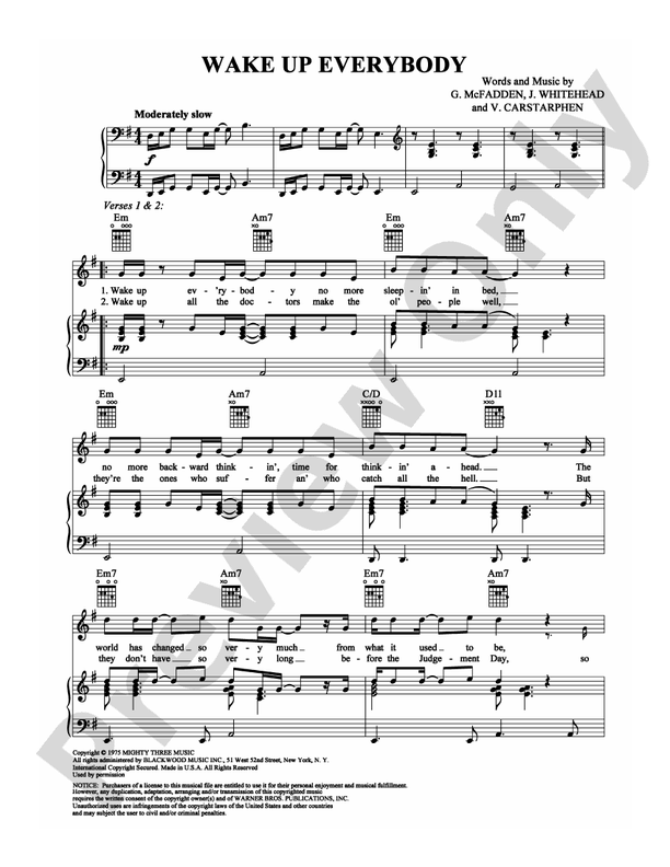 Wake Up Everybody: Piano/Vocal/Chords: Harold Melvin and the Blue Notes ...