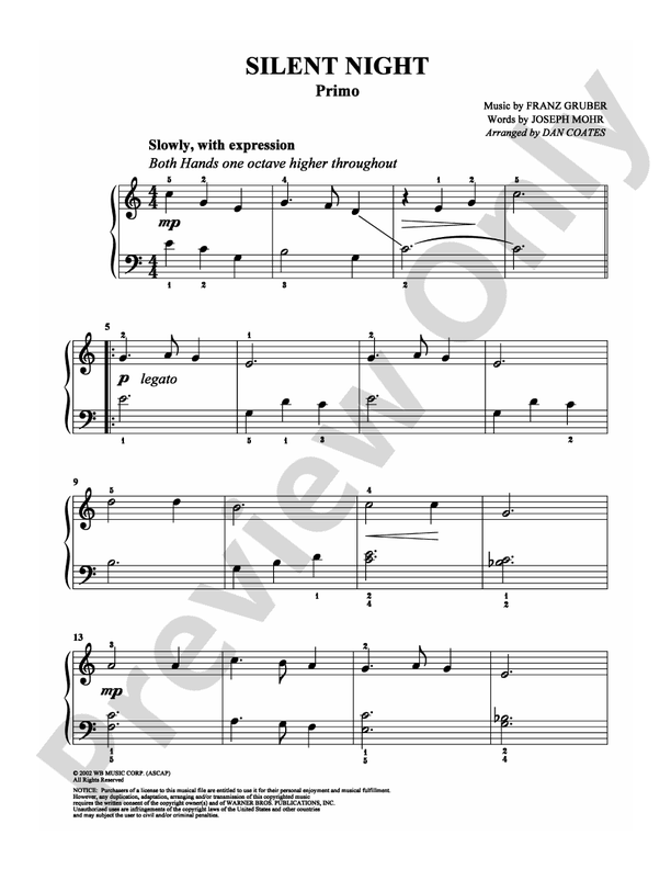 Silent Night: Piano Duets & Four Hands: Franz Gruber - Digital Sheet ...