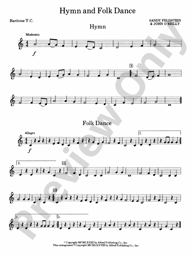 Hymn and Folk Dance: Baritone T.C.: Baritone T.C. Part - Digital Sheet Music Download