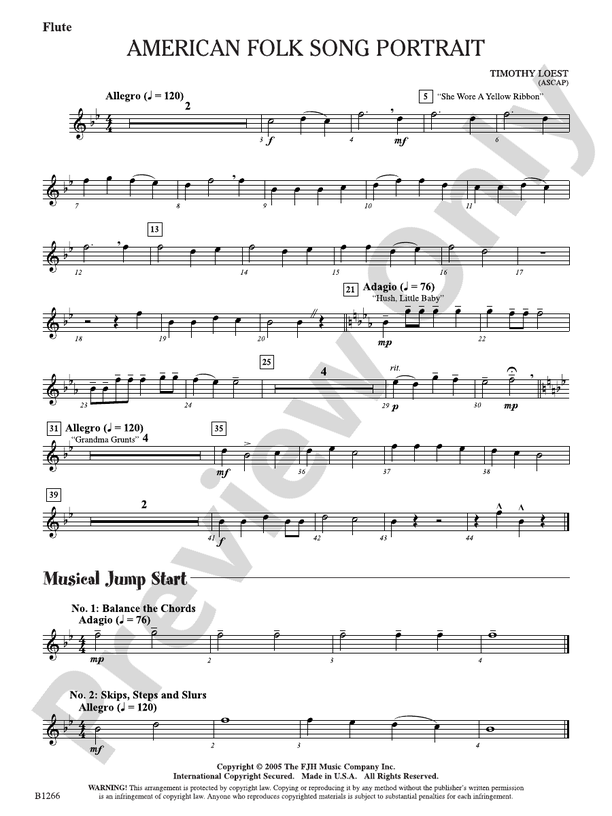 American Folk Song Portrait: Flute: Flute Part: Timothy Loest - Digital ...