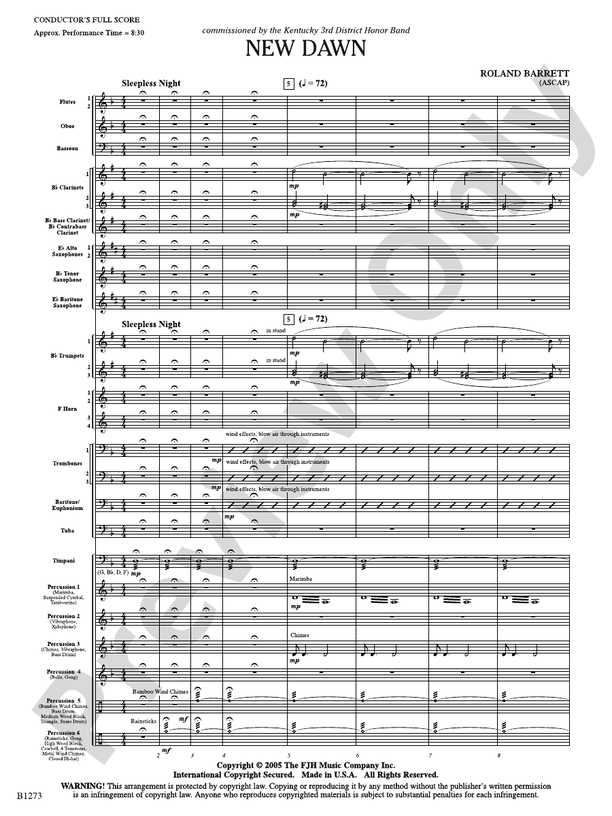 New Dawn: Score: : Roland Barrett - Digital Sheet Music Download