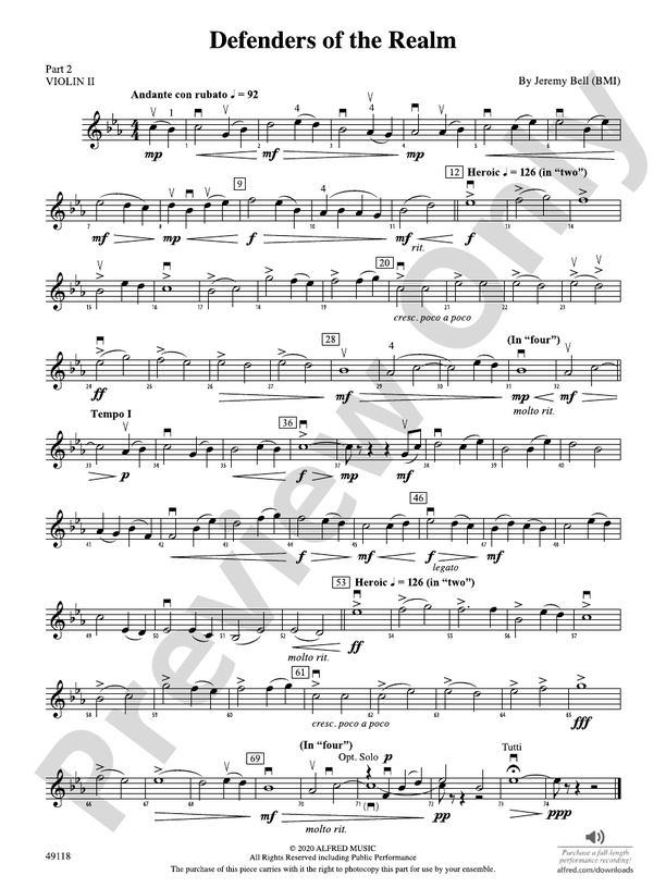 Defenders of the Realm: Part 2 - Violin I: Part 2 - Violin I Part ...