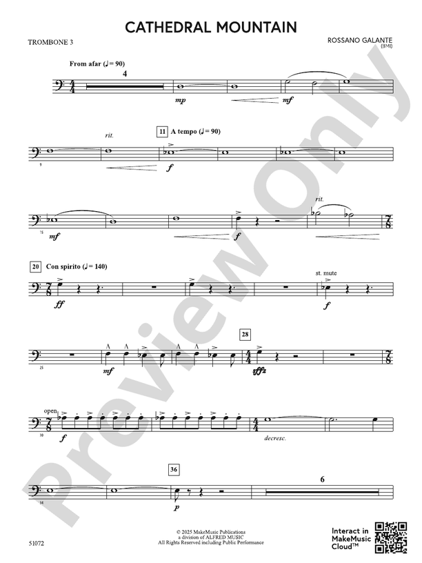 Cathedral Mountain: 3rd Trombone: 3rd Trombone Part - Digital Sheet Music Download