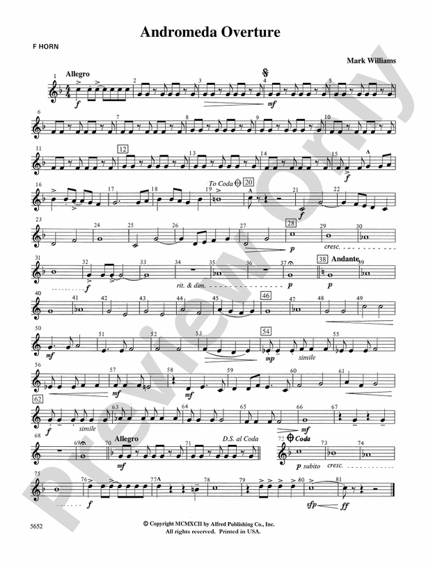 Andromeda Overture: 1st F Horn: 1st F Horn Part - Digital Sheet Music Download
