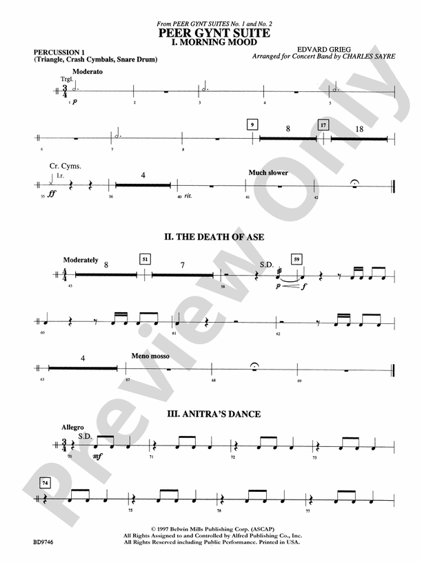 Peer Gynt Suite: 1st Percussion: 1st Percussion Part - Digital Sheet ...