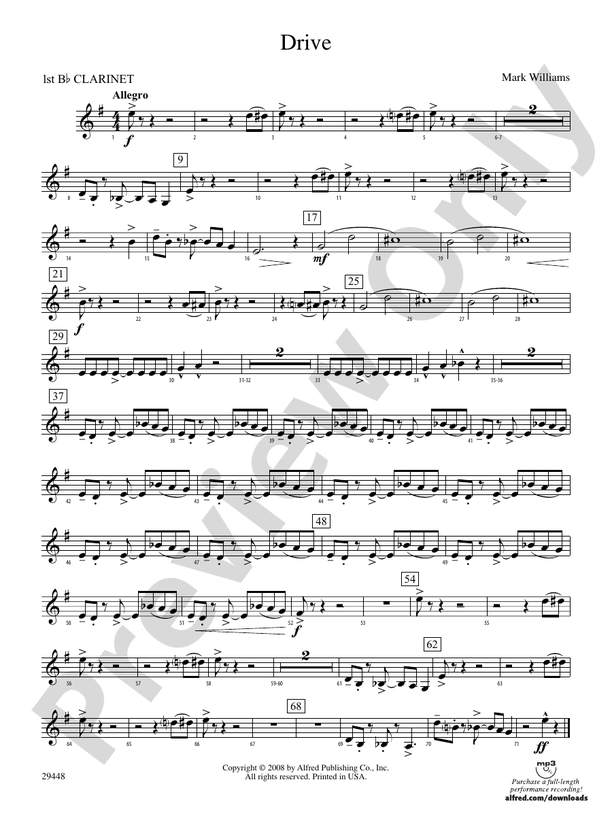 Drive: 1st B-flat Clarinet: 1st B-flat Clarinet Part - Digital Sheet ...