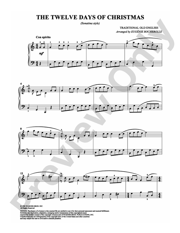 The Twelve Days Of Christmas: Piano: Traditional - Digital Sheet Music ...