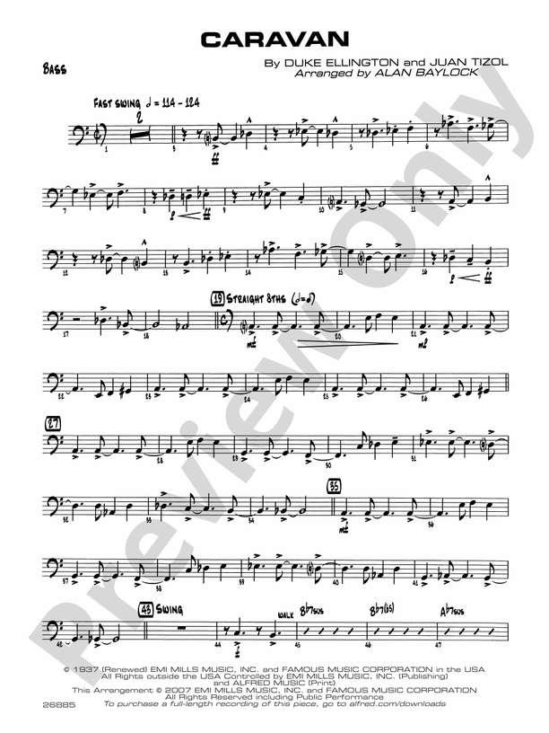 Caravan: String Bass: String Bass Part - Digital Sheet Music Download